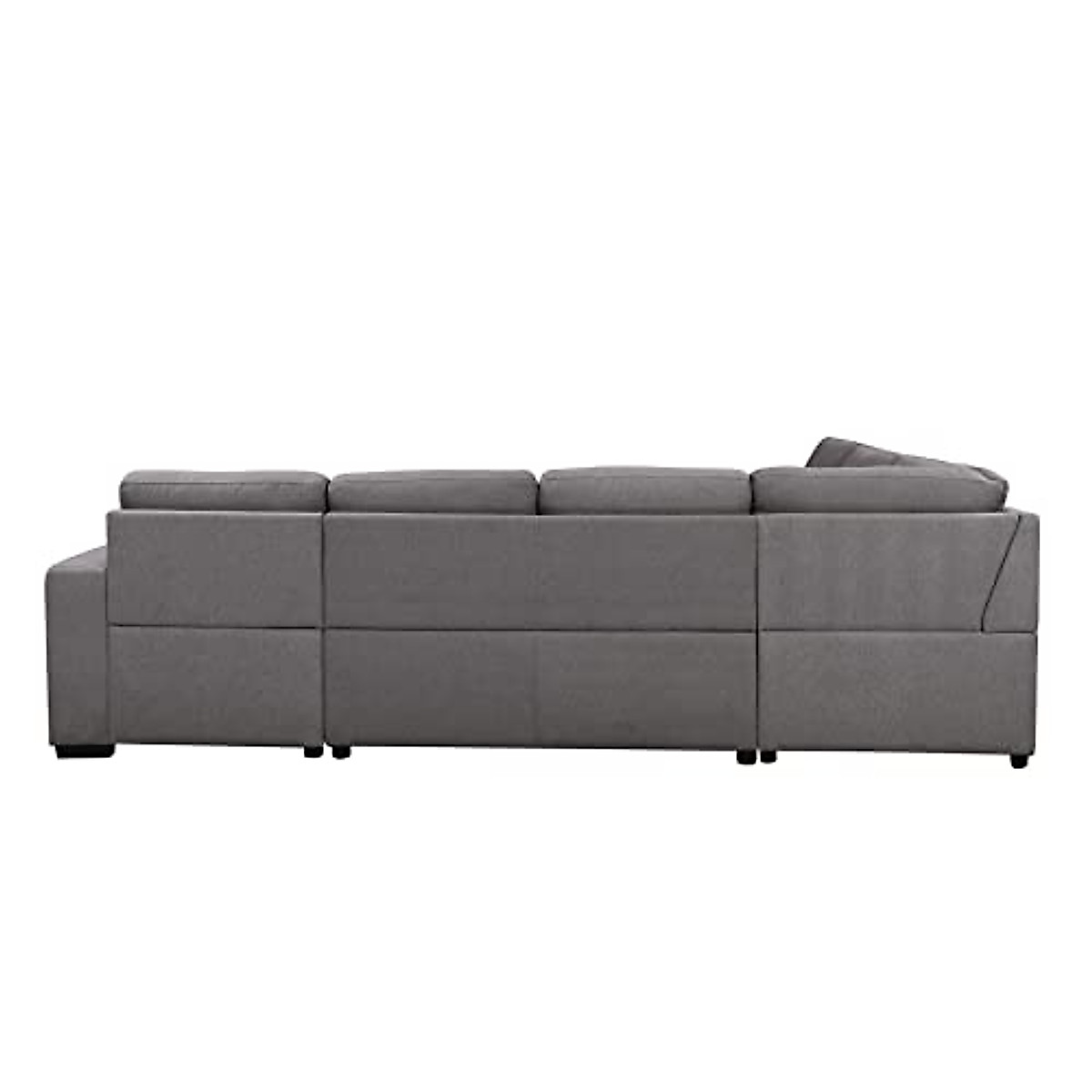 U-Shaped Oversized Polyester Sectional Sofa with Pull Out Sleeper Couch Bed & Storage Chaise Lounge, King Functional Sofá w/ 4 Pillows for Large Flat Mansion Villa Living Room Furniture Sets, Grey