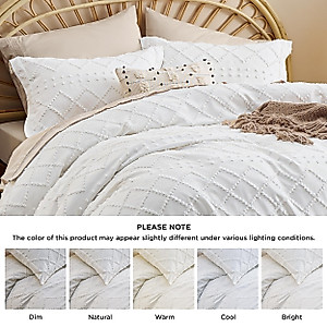 Bedsure Twin/Twin XL Duvet Cover - Duvet Cover Twin Size, Twin Boho Bedding for All Seasons, 2 Pieces Embroidery Shabby Chic Home Bedding Duvet Cover (White, Twin/Twin XL, 68x90)