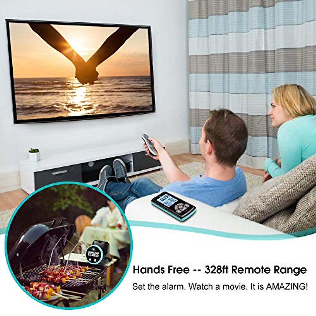 AIMILAR Wireless Meat Thermometer with Dual Probes | Remote Range up to 328ft | Preset Meats & Doneness Levels | Backlit Display & Magnet | Oven Safe with a Timer | 716°F Probe and Wire