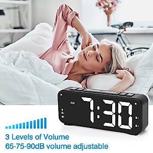 SZELAM Alarm Clock for Heavy Sleepers Adults,with Vibration Bed Shaker,2 Alarms,4 Levels Brightness,6.5" LED Digital Desk Clocks for Hearing Impaired Deaf Teens Bedroom (Black-White)