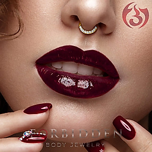 Forbidden Body Jewelry 16g CZ Lined Bendable Septum/Daith/Cartilage Hoop - 14k Gold Plated/Clear