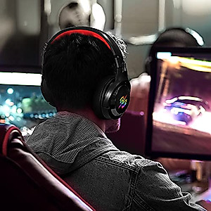 QLB RGB Gaming Headset, Game Earphone with Microphone, Hi-Fi Stereo Headphone, Noise-Cancelling Stereo Gaming Headset for iPhone, iPad, Android, PC, Mac, Tablet (Black G12)