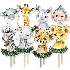 24Pcs Safari Centerpiece Sticks, Jungle Animals Baby Shower Party Decorations Table Toppers for Boys Kids, Safari Themed Party Supplies, Wild One Birthday Party Decorations
