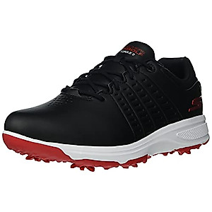 Skechers Men's Torque Waterproof Golf Shoe, Black/Red Sole, 10
