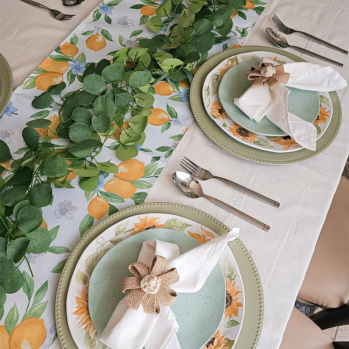 CQURE 20Pcs Eucalyptus Garland,Artificial Eucalyptus Leaves Faux Eucalyptus Garland Bulk Greenery Leaf Garland Table Runner Wreath Vines for Wedding Party Table Fireplace Bedroom Wall Room Decor