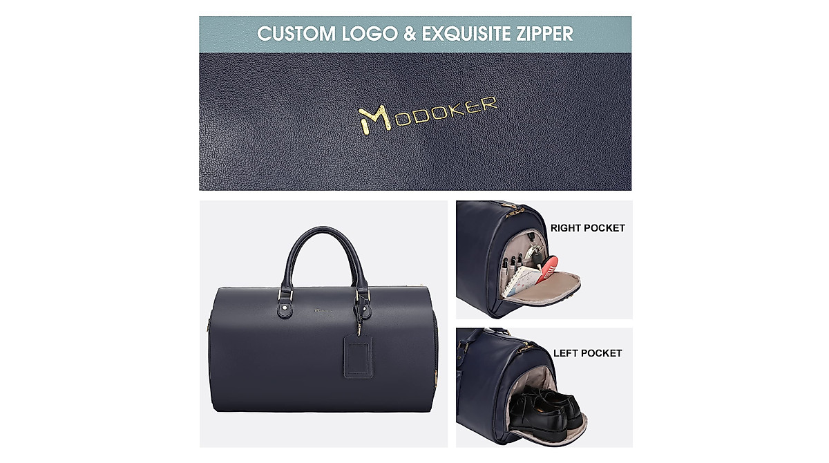 Modoker Leather Garment Bag for Travel - Stylish & Functional