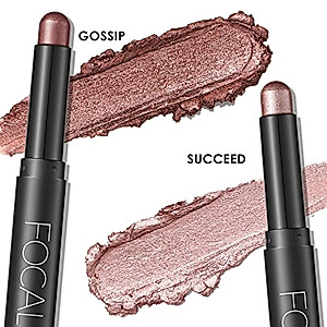 FOCALLURE 2 Pcs Shimmer Cream Eyeshadow Stick,Brightener Eyeshadow Pencil Crayon,Highlighter Eye Shadow Stick Sets with Crease-proof Formula,Long Lasting Waterproof Eye Shadow Make Up,Silky Peach