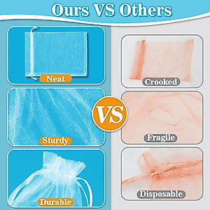 Sukh 100 White Organza Bags 3''x4'' - Small Organza Sachet Jewelry Gift Favor Bags Drawstring Mesh Bags Valentines Wedding Eid Mubarak Halloween Eve Christmas New Year Party Candy Fruit Wrap Bulk