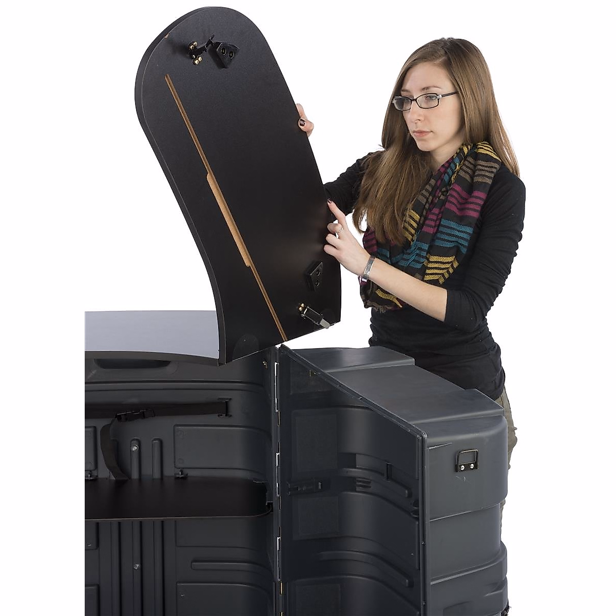 Displays2go 37.9 Inch Portable Trade Show Counter, Converts to Case, Hard Shell Plastic (BMRCNTB1)