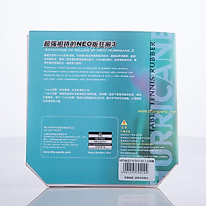 DHS NEO Hurricane 3 (Provincial, Professional) Table Tennis Rubber, ITTF Approved, Table Tennis Match Rubber, inorganic Rubber (Black / 39°, 2.15 mm)