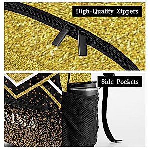 Golden BlingCheer Cheerleaders Backpack Shoulder Shopping Bag Travel Casual Bags with Name Text