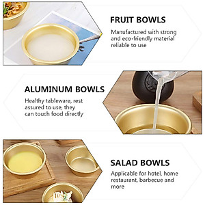 Yardwe 4Pcs Korean Traditional Makgeolli Bowls Round Rice Wine Bowls Mini Aluminum Soup Dishes for Home Kitchen Golden