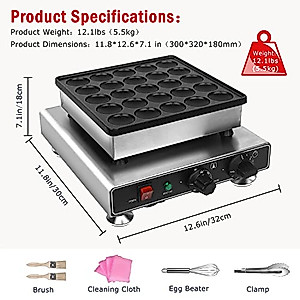 Multifunction Mini Pancakes Maker Machine,Commercial Electric Dutch Pancakes Baker Maker,25PCS Muffin Iron with 2 Interchangeable Nonstick Baking Plates for Home,Restaurants,Kitchen,Snack Bar…