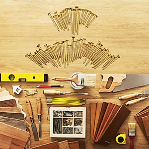 Hotop 100 Pcs Gold Screws M4 Nails and Screws for Picture Hanging Multi Purpose Wall Hardware Nails Bulk, 2 Inch,1.6 Inch,1.2 Inch in Length(Gold)