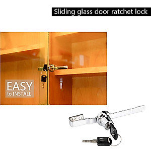 Sissinda Sliding Glass Door Lock Display Case Lock Ratchet Lock with Chrome Finish, Security, Keyed Alike Showcase Display (2 PC)