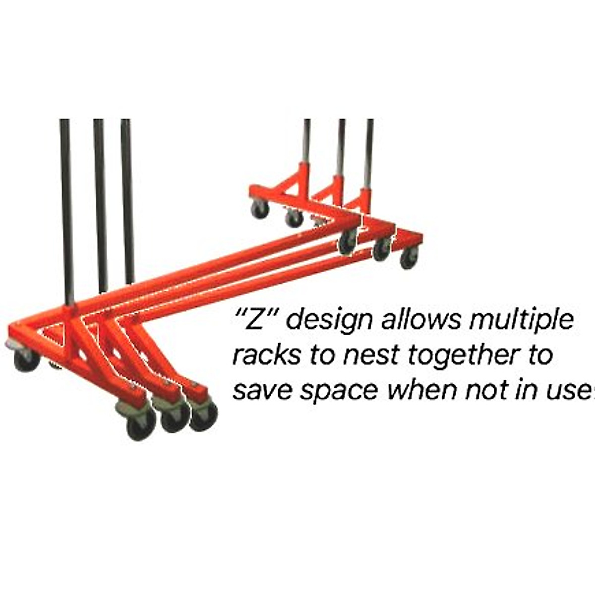 Industrial Strength Z Rack with Add-On Hangrail and Built-in Height Extensions - Orange OSHA Approved Base - Tallest Z Rack Available!