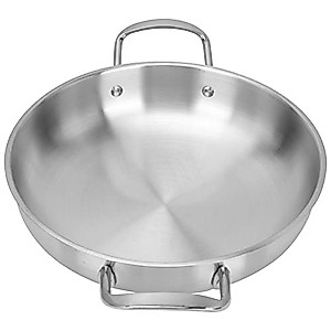 Luxshiny Cast Iron Skillet Stainless Steel Pot, Korean Ramen Pot Seafood Pan Pot with Double Handle for Home Kitchen (24CM) Mixed Rice Pot