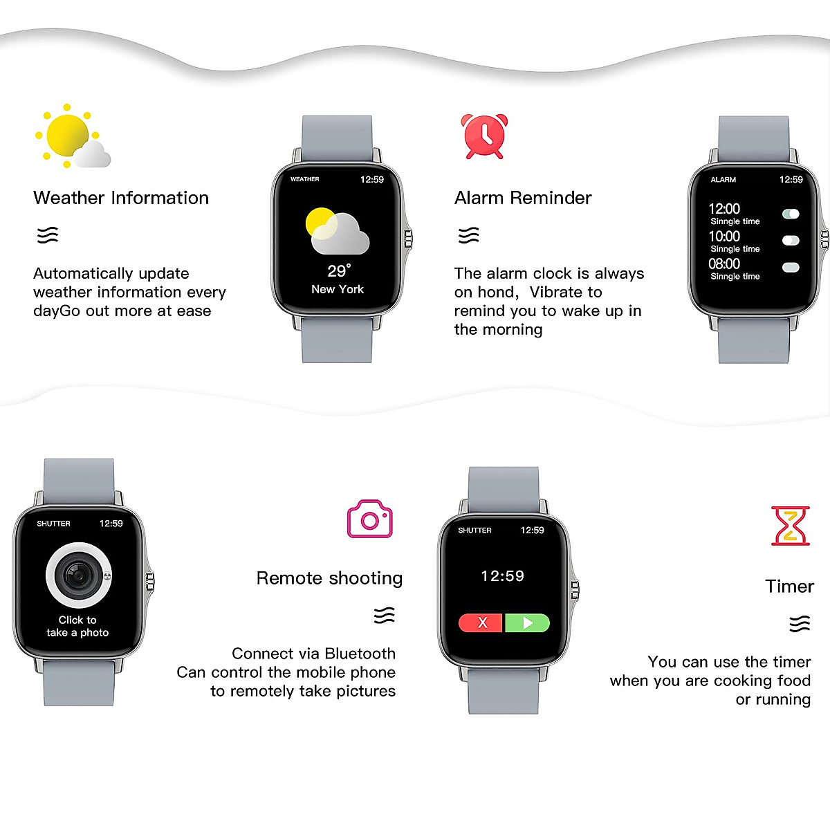 ANDFZ Smart Watch, Smart Watch for Android Phones(Call Receive/Dial), 1.70" HD Full Touch Screen Fitness Tracker for Android Phones with Heart Rate/Blood Pressure/Tracking for Women Men