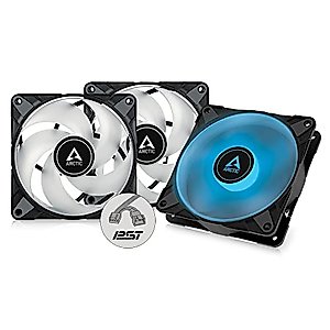 ARCTIC P12 PWM PST RGB (3 Pack) - 120 mm PWM case Fan Optimized for Static Pressure, case Fan, semi-Passive: 0-2000 RPM, 12V 4 pin RGB LED - Black
