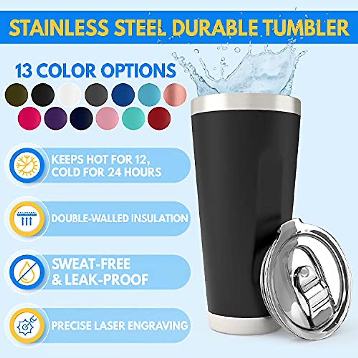 Be Burgundy Personalized Tumbler with Engraved Name - 12 Designs, 20 Oz Coffee Tumbler with Slider Lid, Teal, Double Wall Insulated Tumbler- Gift for Women, Mom, Personalized Gifts for Women