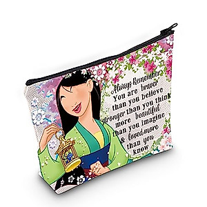 LEVLO Mu Lan Cosmetic Make Up Bag Mu Lan Fans Motivational Gift You Are Braver Stronger Smarter Than You Think Mulan Makeup Zipper Pouch Bag Mu Lan Merch(Always Mulan)