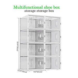 FUNLAX Shoe Boxes Clear Plastic Stackable, 8 Pack Clear Shoe Boxes Stackable Transparent, Shoe Storage Boxes, Plastic Shoe Boxes with Lids, Shoe Box Storage Containers