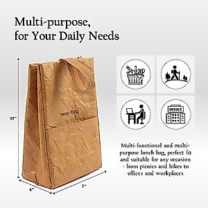 BROWN BAG – Insulated Lunch Bag for Women & Men | Reusable Paper Bag with Durable, Water-Resistant Fabrics | Insulation with Premium Thermal Liner | Simple Design, Brown