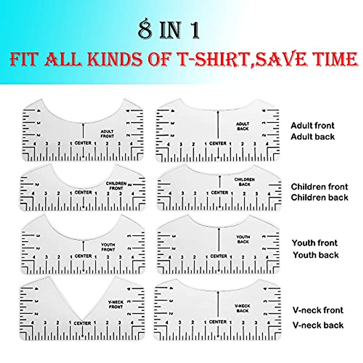 LBttnny 10 Packs Tshirt Ruler Guide Heat Press,T-Shirt Alignment Ruler Guide Tool Cricut Maker Transfer Vinyl HTV Sewing Accessories Supplies Cricut Easy Press Cricut Mug Tool (LBttnny tshirt rule)