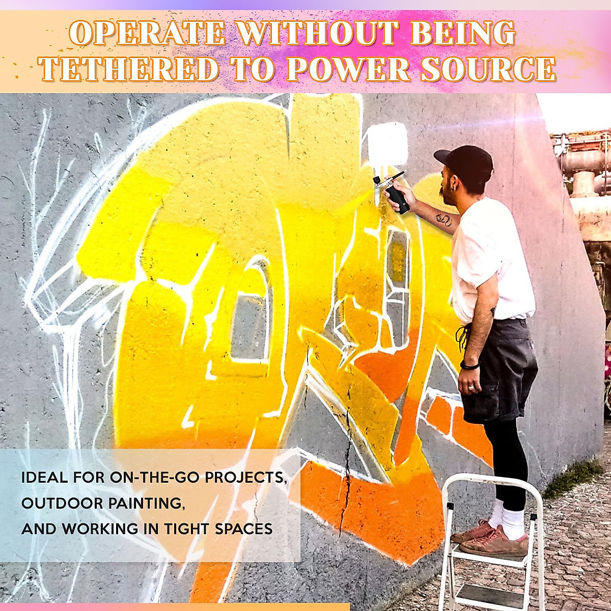 Uthlusty Cordless Airbrush Kit, Airbrush Kit with 0.3mm Tip, Handheld Rechargeable Air Brush with Compressor for Makeup, Nailart, Painting, Cake, Cookie, Model