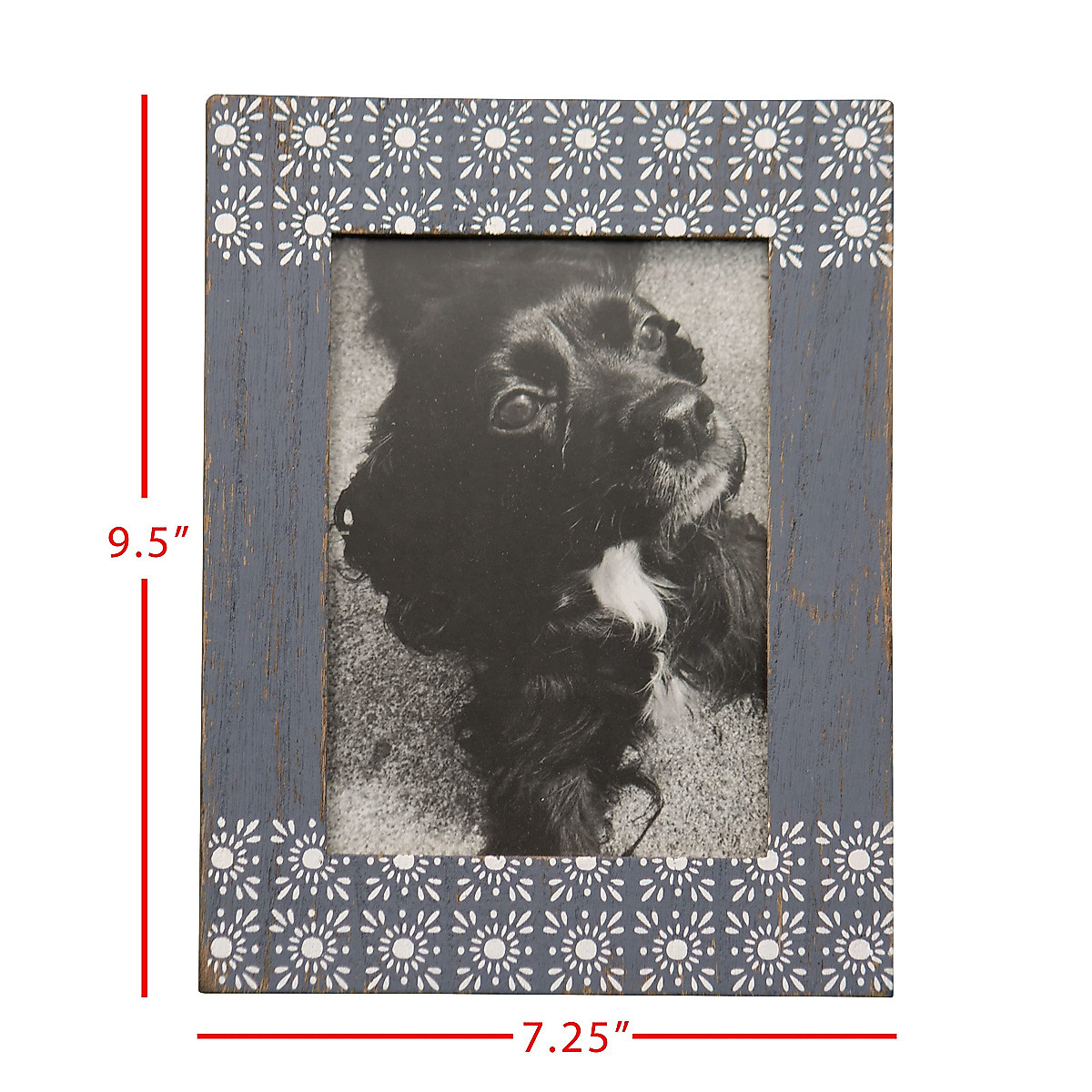 Foreside Home & Garden White Sunburst Pattern 5x7 Inch Blue Wood Decorative Picture Frame