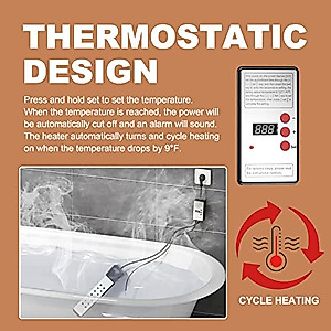 MUFUN Immersion Water Heater, 2000W Portable Pool Heater with Thermostat and Temperature Probe, Bucket Heater with 304 Stainless-Steel Guard, for Travel Camping Hot Bathtub Mini Inflatable Pool