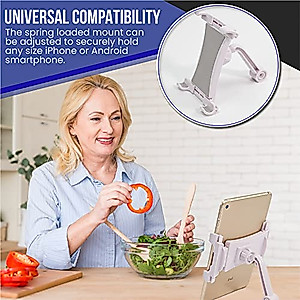 Flexible Cell Phone Holder/Stand for Bed - Hands Free iPhone and Android Phone Stand Holder - Bendable Tripod with Rotating Tablet/Mobile Phone Holder for Filming, Reading or Watching Videos