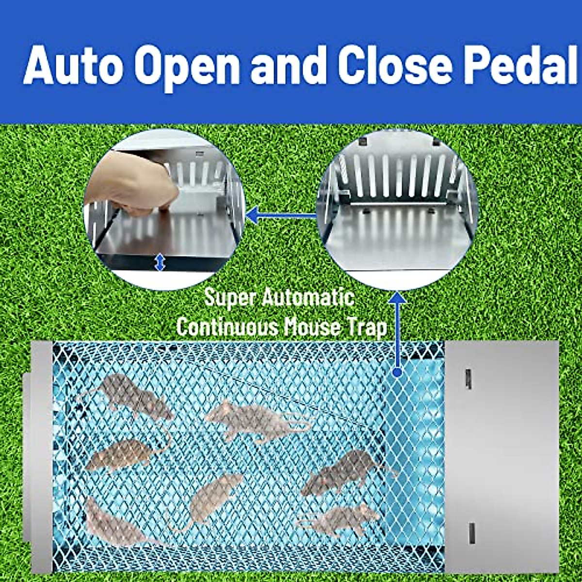 Humane Mouse Trap,Combined Automatic Continuous Rat Traps Cage, Extended Metal Rat Trap,Sensitive Pedal Trigger, Easy to Set Mice Catcher for Indoor and Outdoor