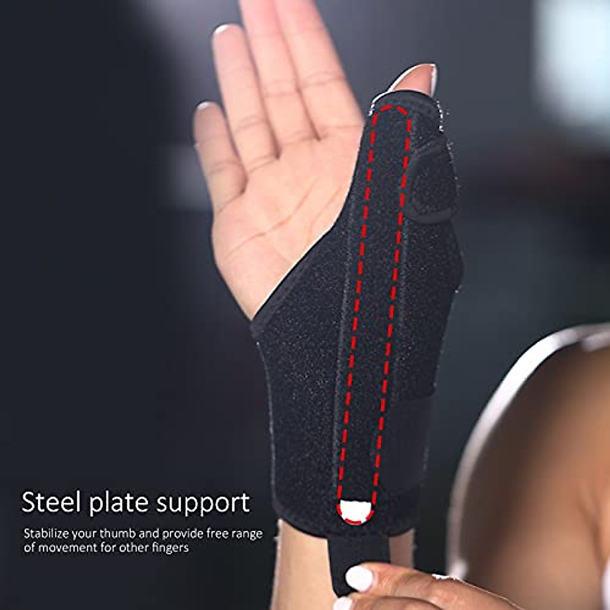 Thumb and Wrist Stabilizer Splint, Thumb Brace Black Adjustable Lightweight Breathable for Arthritis Soft Tissue Injuries of The Thumb