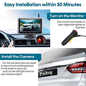 Wireless Backup Camera Easy Install: Touch Button 5 Inch HD 1080P Monitor - No Delay Digital Signal Reverse Cam with Color Night Vision for Car Truck Trailer Hitch - Yakry Y25