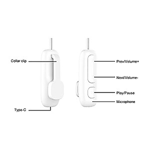 Amaitree Lavalier Microphone, Commercial Wireless Lavalier Headphones, Magnetic Lavalier Design Bluetooth 5.3 with Microphones Earphone, Wireless in-Ear Earbuds for Teams and Zoom - White