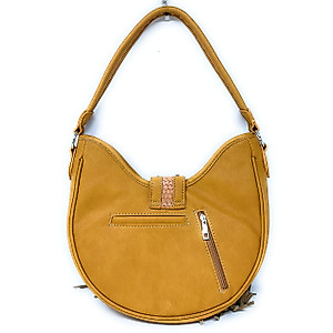 Western Style Rhinestone Concho Buckle Concealed Carry Purse Women Shoulder Bag in 5 colors (Turquoise) Turquoise