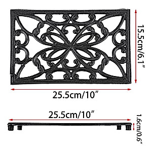 Sumnacon Rectangle 10 x 6.1 Inch Cast Iron Trivet - Rustic Heat Resistant Metal Trivet for Hot Dish Pot Pan Teapot, Vintage Sturdy Hot Plate Pad for Kitchen Dining Countertop Table