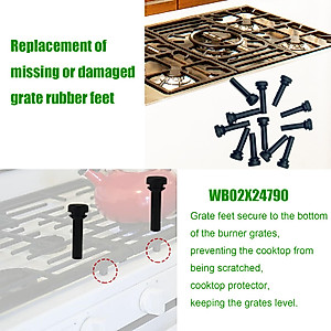 PETIT MANON 24 Pack WB02X24790 Grate Rubber Feet for GE Gas Stove Top Range Grate Feet Rubber Pads, Rubber Feet GE Stove Parts Replacement Cooktop Range Burner Grate Rubber Feet Kit