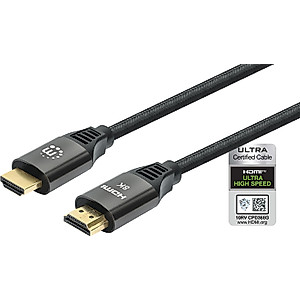 MANHATTAN 8K Ultra High Speed HDMI Cable with Ethernet – 3ft - Certified 2.1-4k 120hz, 8K 60hz, 48Gbps, Gold Contacts, Braided Cord –Lifetime Mfg Warranty -for Gaming, PS5, Xbox, TV, Roku