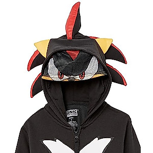 Sega Big Sonic The Hedgehog Shadow Costume Zip Up Fleece Hoodie-Boys 4-20, Black, 8