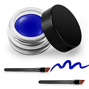 Erinde Blue Gel Eyeliner, Waterproof Long Lasting Cream Eyeliner Gel, High-Intensity Pigments Smudge-Proof Eye Liner Makeup, Water-Resistant Eyeliner with 2PCS Eyeliner Brushes 03# Blue