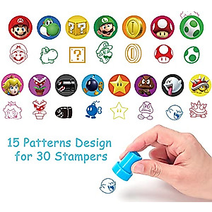 30Pcs Game Themed Stampers for Kids, Cartoon Birthday Party Supplies Favors Decorations for Game Fans, Goodie Bag Treat Bag Stuffers Party Gifts for Boys Girls Classroom Rewards Prizes