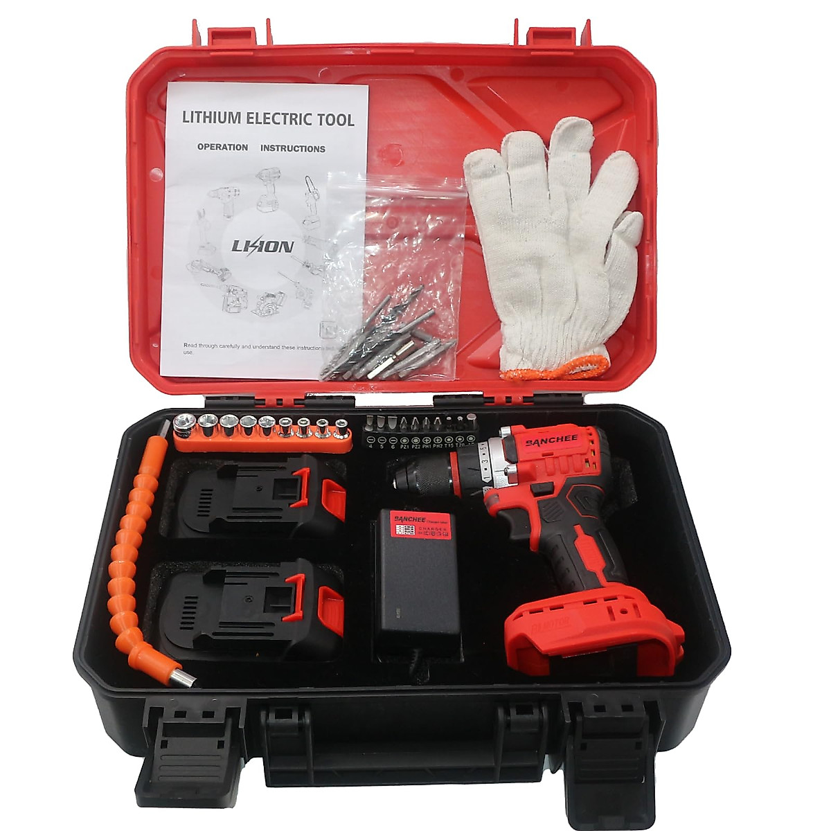 BANCHEE 20V Brushless Cordless Power Drill kit, 3/8 "keyless metal ratchet chuck, 23+1 Torque Settings with 2x1.5Ah Batteries and Charger, 2-Variable Speeds,27 Bit Set