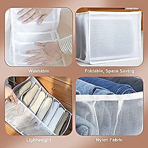 Wardrobe Clothes Organizer, 2 PCS Large Clothes Organizer for Folded Clothes, 17.5 in-7 Grid Drawer Organizers for Clothing, suitable for Hoodies/sweaters/jeans/towel