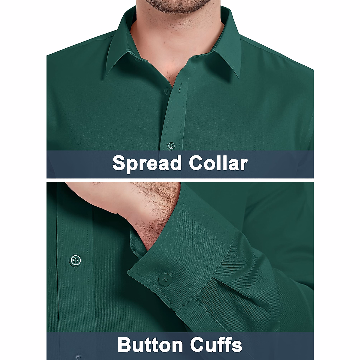 MAGCOMSEN Mens Dress Shirts Long Sleeve Button Down Shirt Lightweight Formal Shirts Business Casual Shirt Green,XL