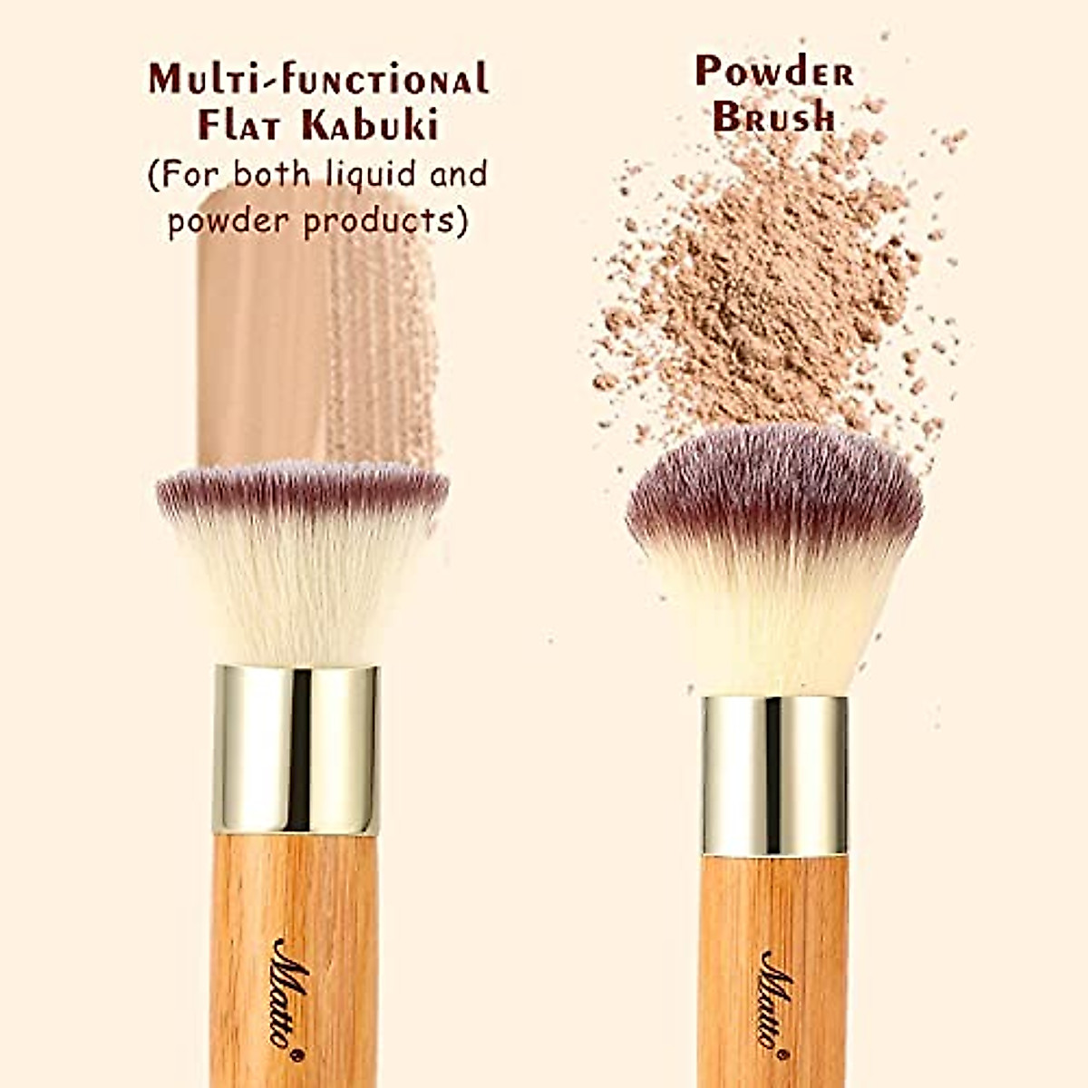 Matto Makeup Brush Set 2 Pieces Face Blush Kabuki Powder Foundation Makeup Brushes for Mineral BB Cream