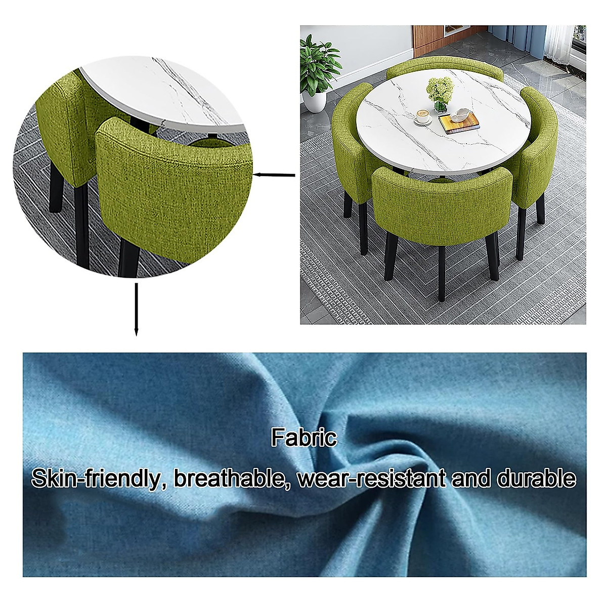 Round Dining Table Set With 4 Chair,Small Office Conference Room Tables And Chairs,Round Tables Conference,Space-Saving,Modern Leisur Dining Room Furniture For Kitchen Lounge Living Room ( Size : B6 )