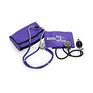 McKesson Aneroid Sphygmomanometer and Stethoscope Kit - Pocket Blood Pressure Gauge/Cuff, Sprague Rappaport Stethoscope, Purple - Size 11, 23-40 cm, 55 cm Tube, 1 Count