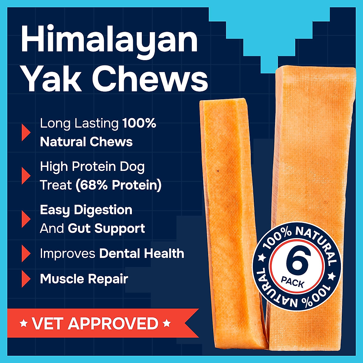 100% Natural Yak Cheese Himalayan Made Dog Chews All Breeds - Lactose Free Yak Chews for Small, Medium & Large Dogs - Dental Cleaning Dog Chews Aggressive Chewers - Long Lasting Odor & Gluten Free
